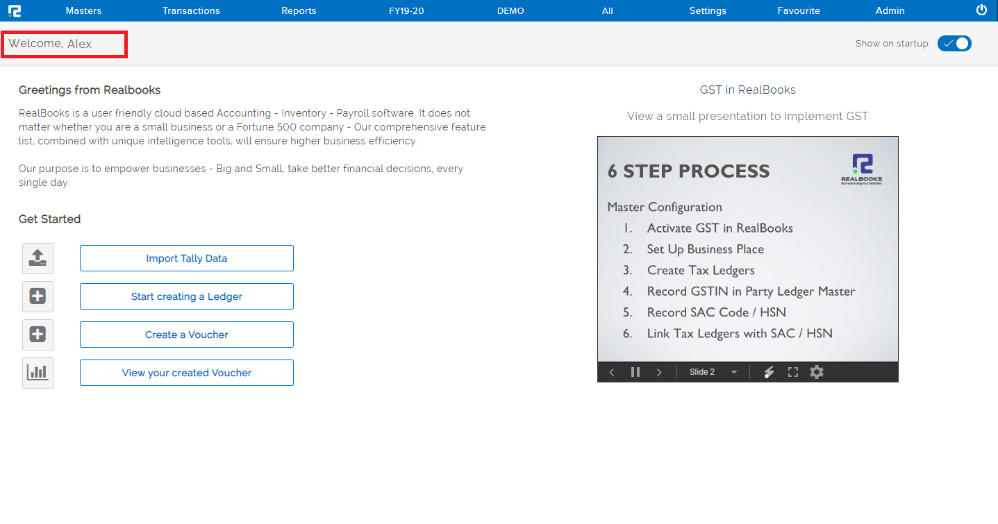 Configure RealBooks | Online Accounting Software India GST